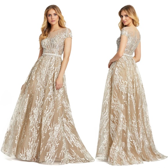 Mac Duggal | Dresses | Mac Duggal 241 Embellished Illusion High Neck ...